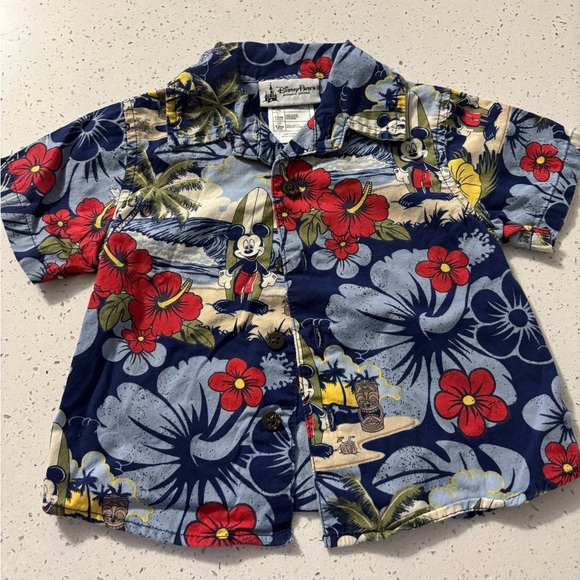 Disney | Shirts & Tops | Disney Mickey Moust Blue And Red Button Down ...